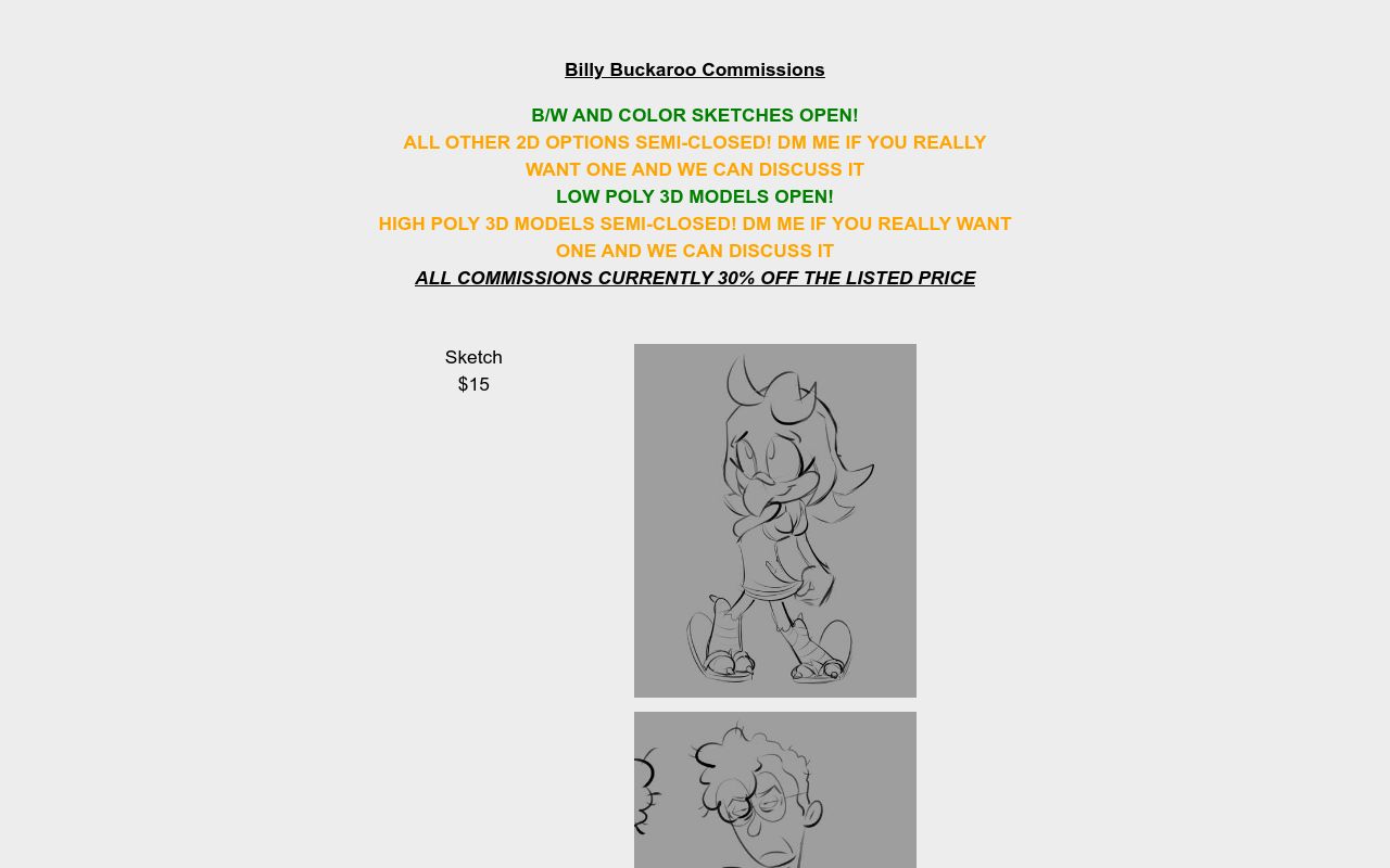 Billy Buckaroo's Commissions Page